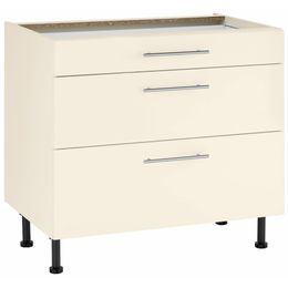 Wiho-K&uuml;chen Unterschrank WIHO K&Uuml;CHEN "Ela", beige (front und korpus: magnolia), B:90cm H:86,5cm T:58cm, Schr&auml;nke, Unterschrank, Breite 90 cm, mit Soft-Close-Funktion
