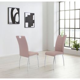 Esszimmerstuhl Hela "Andrea", braun (cappuccino, silberfarben), B:43cm H:100cm T:64cm, 97% Polyurethan, 3% Baumwolle;Kunstleder, St&uuml;hle, Esszimmerstuhl, 2 oder 4 St&uuml;ck