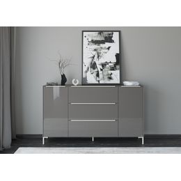 Sideboard "Reno", anthrazit matt lack, glas anthrazit glanz, B:182cm H:108cm T:42cm, Glas, Holzwerkstoff, SET ONE BY Musterring, Sideboards, Sideboard, Mit Winkelfu&szlig; in diversen Farben, 108 cm H&ouml;he & Farbauswahl
