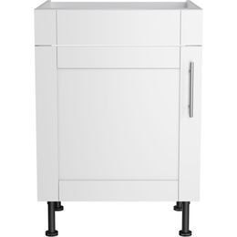 Sp&uuml;lenschrank KOCHSTATION "KS-Ahus", wei&szlig; (wei&szlig; matt, wei&szlig;), B:60cm H:87cm T:58,4cm, Schr&auml;nke, Sp&uuml;lenschrank, Breite 60 cm
