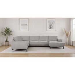 Wohnlandschaft OTTO HOME "OLAND U-Form, XXL, B: 342 cm, Skandi-Design", light grau, B:342cm H:85cm T:260cm, 92%PES 8%NY, Sofas, Wohnlandschaft, Skandi-Design in Struktur, Flachgewebe, Luxus-Microfaser, Boucle