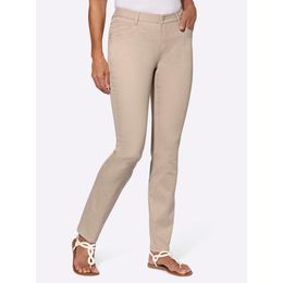 5-Pocket-Jeans Casual Looks, Damen, Gr. 21, Kurzgr&ouml;&szlig;en, beige, 72% Baumwolle, 25% Polyester, 3% Elasthan, unifarben, lang, Jeans 5-Pocket-Jeans