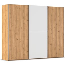 Schwebet&uuml;renschrank Rauch "Kleiderschrank Schrank Garderobe Schlafzimmerschrank SCALE-WOOD", wei&szlig; (asteiche massiv, glas kristallwei&szlig; matt), B:271cm H:223cm T:68cm, Holz teilmassiv, Schr&auml;nke, Schwebet&uuml;renschrank, edle geteilte Front in massiver Asteiche mit Glast&uuml;ren MADE IN GERMANY