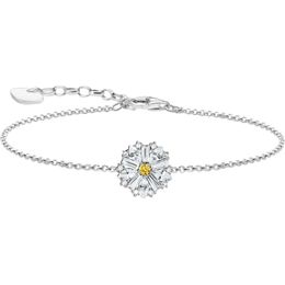 Armband Thomas Sabo "Lovely Daisy" Gr. 19, bunt (silberfarben, wei&szlig;, gelb, wei&szlig;, gelb), Armb&auml;nder, Damen, 19, Silber 925 (recycelt), Armband, mit Zirkonia (synth.)