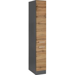 Apothekerschrank KOCHSTATION "KS-Kehl", grau (wotaneiche, grafit), B:30cm H:200cm T:60cm, MDF, Schr&auml;nke, Apothekerschrank, Breite 30 cm