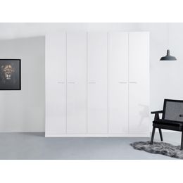 Dreht&uuml;renschrank Rauch "Kleiderschrank Schrank Garderobe TOPSELLER OTELI inkl. Inneneinteilung", wei&szlig; (alpinwei&szlig;, hochglanz wei&szlig;), B:226cm H:229cm T:54cm, Holzwerkstoff, Schr&auml;nke, Dreht&uuml;renschrank, mit zus&auml;tzlichen Einlegeb&ouml;den, optional mit Spiegel MADE IN GERMANY