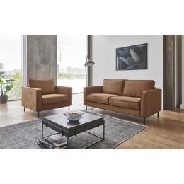 2-Sitzer "Weston", braun, B:166cm H:81cm T:87cm, 100% PES, ATLANTIC HOME COLLECTION, Sofas, 2-Sitzer, im skandinavischem Stil, mit Wellenunterfederung