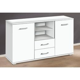Kombikommode Priess, wei&szlig;, B:123cm H:70,5cm T:38cm, Holzwerkstoff, Sideboards, Kombikommode
