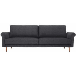3-Sitzer "CR.450, Designsofa, Loungesofa", schwarz (anthrazitgrau, schwarzgrau 044, 57), B:208cm H:85cm T:95cm, NaturLEDER OSKAR (echtes Rindsleder);Chenille COCO (72% Polyester 15% Baumwolle 13% Polyacryl), CREATION BY ROLF BENZ, Sofas, 3-Sitzer, modern Landhaus, Breite 208 cm, F&uuml;&szlig;e in Nussbaum