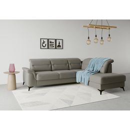 Sit & More Ecksofa SIT & MORE "Sinatra L-Form", braun (schlamm), B:251cm H:85cm T:220cm, 100% Polyester, Sofas, Ecksofa, mit Ottomane, optional mit Kopfteilverstellung und Armteilfunktion