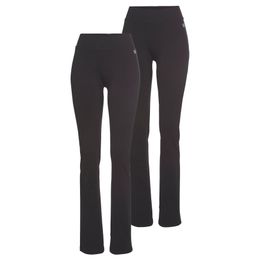 H.I.S. Leggings H.I.S, Damen, Gr. 38, N-Gr, schwarz (schwarz, schwarz), Single Jersey, Obermaterial: 95% Baumwolle, 5% Elasthan, unifarben, schmal lang, Hosen Leggings, Bootcut‑Leggings im praktischen 2er‑Pack mit elastischem Bund, Topseller