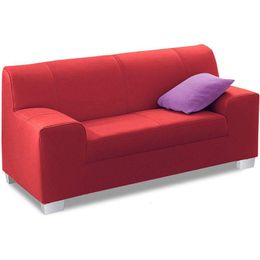 2-Sitzer DOMO collection "Amando zeitlos und modern, komfortabel", rot, B:142cm H:74cm T:79cm, Microfaser PRIMABELLE (100% Polyester);Kunstleder SOFTLUX;Struktur( 90% Polyester, 10% Polyacryl);NaturLEDER ( echtes Rindsleder, Sofas, 2-Sitzer, in vielen Bezugsvarianten, auch in Leder