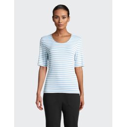 T-Shirt Joy Sportswear "ALLISON", Damen, Gr. 46, blau (bleu stripes), Single Jersey, Obermaterial: 95% Polyamid, 5% Elasthan, normal, Rundhals, eingesetzt eingefasste Kante, Shirts T-Shirt