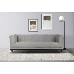 3-Sitzer Home Affaire "Chamby", grau (hellgrau), B:210cm H:71cm T:85cm, 100% Polyester;Samtoptik (100% Polyester), Scheuertouren >100.000, Pilling: 5, Sofas, 3-Sitzer, mit Holzrahmen unten und Steppung im Lehnenbereich