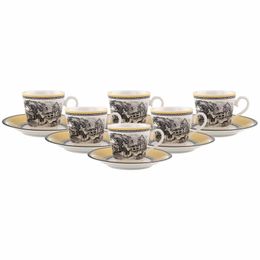 Villeroy & Boch Tasse VILLEROY & BOCH "Kaffeetassen mit Untertassen Audun Ferme 150 ml 6er Set bunt", bunt, 6 tlg., Porzellan, Trinkgef&auml;&szlig;e, Tasse