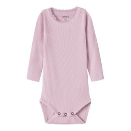 Langarmbody name it "NBFKAB LS BODY NOOS", M&auml;dchen, Gr. 86, N-Gr, fragrant lila, Jersey, Obermaterial: 57% Baumwolle, 38% Modal, 5% Elasthan, unifarben, normal, Rundhals, Bodys Langarmbody