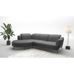 Sit & More Ecksofa SIT & MORE "Zoe", grau (dunkelgrau), B:309cm H:87cm T:199cm, 95% Polyester, 5% Polyamid, Sofas, Ecksofa, ink.Sitztiefenverstellung, wahlweise mit Kopfteilverstellung