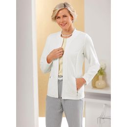 Shirtjacke CLASSIC "Shirtjacke", Damen, Gr. 40, beige (ecru), 95% Polyester, 5% Elasthan, unifarben, Rundhals, Shirts Shirtjacke