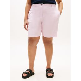 Chinoshorts Tommy Hilfiger Curve "CRV CO GMD BLEND CHINO SHORT", Damen, Gr. 52, N-Gr, lila powder, Web, Obermaterial: 65% Baumwolle, 33% Lyocell, 2% Elasthan, unifarben, regular fit kurz, Hosen Chinoshorts, in gro&szlig;en Gr&ouml;&szlig;en