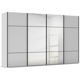 Schwebet&uuml;renschrank Rauch "Kleiderschrank Schrank Garderobe Schlafzimmerschrank SCALE-TRIO", grau (seidengrau, glas seidengrau, griffleisten schwarz), B:360cm H:223cm T:68cm, Holzwerkstoff, Schr&auml;nke, Schwebet&uuml;renschrank, edle dreigeteilte Front mit 2 Zierleisten Spiegel/Glas MADE IN GERMANY