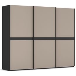 Schwebet&uuml;renschrank Rauch "Kleiderschrank Schrank Garderobe Schlafzimmerschrank SCALE-LINE", beige (schwarz, glas fango matt), B:271cm H:223cm T:68cm, Holzwerkstoff, Schr&auml;nke, Schwebet&uuml;renschrank, edle Optik mit Bauchbinde in Korpusfarbe mit Glasfront MADE IN GERMANY