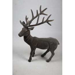 Weihnachtsfigur AM Design "Rentier stehend mit samtweichem Flock", grau, B:20cm H:76cm T:60cm, Kunststoff, Dekofiguren, Weihnachtsfigur, aus Kunststoff, H&ouml;he 76 cm, in verschiedenen Farben