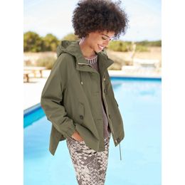 Outdoorjacke Heine, Damen, Gr. 48, gr&uuml;n (khaki), 63% Baumwolle, 31% Polyester, 6% Polyamid, unifarben, Jacken Outdoorjacke