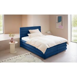 Polsterbett "Maylis", blau, B:152cm L:211cm, 100% Polyester, LeGer Home by Lena Gercke, Betten, Polsterbett, wahlweise mit und ohne Matratze und Lattenrost, auch in 200cm Breite