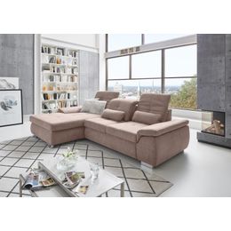 Ecksofa DIE PLANBAR "MP-IN16037 L-Form mit Federkern-Polsterung", lila (flieder), B:289cm H:85cm T:195cm, 100% Polyester, Sofas, Ecksofa, mit Sitztiefenverstellung & Zierkissen