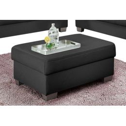 Hocker DOMO collection "Amando", schwarz, B:85cm H:40cm T:61cm, PRIMABELLE-Microfaser aus 100% Polyester, ;SOFTLUX-Kunstleder;Strukturstoff aus 90% Polyester, 10% Polyacryl;NaturLEDER - echtes Rindsleder in Sitz und R&uuml;cken, Korpus im passenden SOFTLUX-Kunstleder., Hocker, Hocker