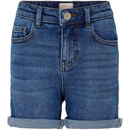Jeansshorts KIDS Only "KONPHINE", M&auml;dchen, Gr. 128, N-Gr, blau (medium, blau denim), Denim/Jeans, Obermaterial: 99% Baumwolle, 1% Elasthan, unifarben, regular fit kurz, Jeans Jeansshorts