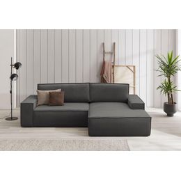 Ecksofa Home Affaire "SHERWOOD L-Form, 267 cm - OTTO. Verl&auml;ssliche Qualit&auml;t.", grau (anthrazit), B:267cm H:85cm T:167cm, 100% Polyester, Sofas, Ecksofa, Schlaffunktion mit Bettkasten (210x136 cm), Cord, Vintage, Samtvelours
