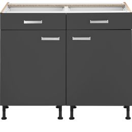Unterschrank Optifit "Parma", grau (anthrazit), B:100cm H:87cm T:58,4cm, Holzwerkstoff, Schr&auml;nke, Unterschrank, Breite 100 cm