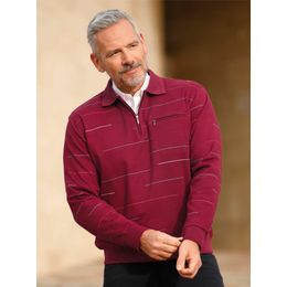 Langarm-Poloshirt Marco Donati "Sweatshirt", Herren, Gr. 56/58, rot (dunkelrot), 100% Baumwolle, gemustert, gestreift, mehrfarbig, meliert, Shirts Langarm-Poloshirt