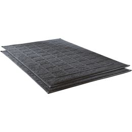 Badematte Dyckhoff "Planet" Gr. 10, grau (anthrazit), H:3mm, Baumwolle, Badematten, Badematte, Baumwolle, 2er Set Hotelmatte