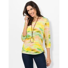 Print-Shirt Inspirationen "Shirt", Damen, Gr. 40, bunt (limone, puder, bedruckt), 95% Polyester, 5% Elasthan, bedruckt, gemustert, mehrfarbig, Rundhals, Shirts Print-Shirt