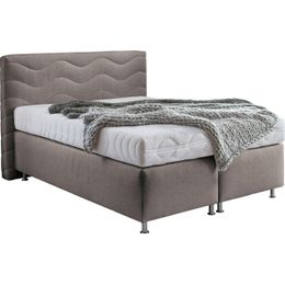 Boxspringbett "Sigma", beige (schwarz, beige), B:155cm L:210cm, Bezug Bett: Microvelours (100% Polyester) oder Feinstruktur (100% Polyester);Bezug Bonnell-Federkernmatratze: 100% Polyester;Bezug Kaltschaummatratze: 100% Polyester;Bezug Tonnentaschenfederkernmatratze: 80% Baumwolle, 20%Polyester, Westfalia Schlafkomfort, Komplettbetten, Boxspringbett