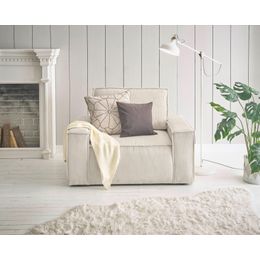 Sessel Home Affaire "SHERWOOD, Love-Seat in 3 Stoffarten verf&uuml;gbar", beige (hellbeige), B:120cm H:85cm T:86cm, 100% Polyester, Sessel, Sessel, passend zur Polster-Serie SHERWOOD