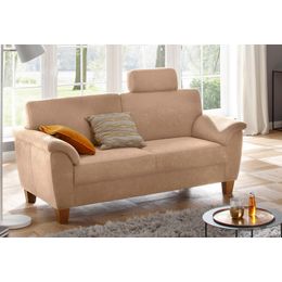 3-Sitzer Home Affaire "Alta", braun, B:186cm H:87cm T:88cm, Struktur fein ( 100% Polyester);Luxus-Microfaser ALTARA NUBUCK (100% Polyester);Struktur ( 100% Polyester), Sofas, 3-Sitzer, mit Federkern und Kontrastnaht, F&uuml;&szlig;e Buche eichefarben
