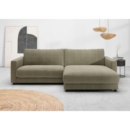 Ecksofa Home Affaire "Ecksofa Jiro, L-Form, gro&szlig;e Sitztiefe, Breite 265 cm", oliv, B:265cm H:85cm T:190cm, 100% Polyester, Sofas, Ecksofa, lose Sitz- & R&uuml;ckenkissen, weicher Polsteraufbau, komfortabel & modern