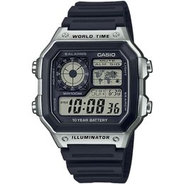 Chronograph, schwarz (schwarz, silberfarben), CASIO TIMELESS COLLECTION, Armbanduhren, Herren, Chronograph, Quarzuhr, Armbanduhr, Herrenuhr, Digitaluhr, bis 10 bar wasserdicht