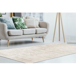 Teppich Padiro "Karma 125", beige (beige, silber), B:80cm H:8mm L:150cm, Viskose, Teppiche, Teppich, Handgewebter Teppich mit 3D-Design, weiche Haptik, pflegeleicht