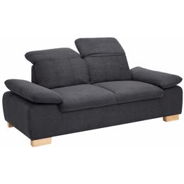 2-Sitzer Home Affaire "Bergamo Multifunktions-Sofa, bequem und komfortabel", grau (anthrazit), B:195cm H:77cm T:90cm, Chenille 100% Polyester;Struktur fein ( 100% Polyester);Luxus-Kunstleder;Struktur weich (100% Polyester), Sofas, 2-Sitzer, mit Armlehn-und R&uuml;ckenfunktion, Federkern