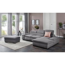 Ecksofa Home Affaire "Alberto L-Form", grau (steel), B:286cm H:73cm T:174cm, 100% Polyester;Luxus-Microfaser ALTARA NUBUCK (100% Polyester);Luxus-Microfaser weich (90% Polyester, 10% Polyamid);Microfaser Antiklederoptik, Sofas, Ecksofa, mit Kopfteilverstellung, wahlweise mit Bettfunktion