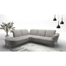Sit & More Ecksofa SIT & MORE "Dance, L-Form, inkl. Sitztiefenverstellung", grau (hellgrau), B:302cm H:91cm T:270cm, 95%Polyester 5%Polyamid, Sofas, Ecksofa, inkl. Click&Seat, optional mit Kopfteilverstellung