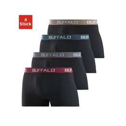 Boxer Buffalo "Boxershorts f&uuml;r Herren", Herren, Gr. S, 4 Stk., schwarz, Jersey, Obermaterial: 95% Baumwolle, 5% Elasthan, unifarben, k&ouml;rpernah, Unterhosen Boxer, aus Baumwoll-Mix, Topseller