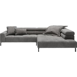Ecksofa Home Affaire "Claya, L-Form, incl. Kopfteilverstellung, Breite 311 cm", grau (schwarz, grau), B:311cm H:71cm T:219cm, 88% Polyester, 12% Polyacryl, Sofas, Ecksofa, mit elektrischem Sitzvorzug im Hauptelement