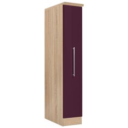 Apothekerschrank KOCHSTATION "KS-Samos", lila (aubergine hochglanz, eiche sonoma), B:30cm H:165cm T:60cm, Schr&auml;nke, Apothekerschrank, mit 3 Ablagen