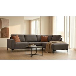 Ecksofa Home Affaire "Tournon, L-Form, Breite 256 cm, Webstoff, Chenille", grau (anthrazit), B:256cm H:85cm T:198cm, 100% Polyester, Sofas, Ecksofa, Designsofa im nordischen Stil, Wellenunterfederung, Metallf&uuml;&szlig;e
