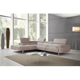Ecksofa Egoitaliano "Malika, elegant und bequem, Designsofa, L-Form", grau (opal grau), B:300cm H:94cm T:107cm, Luxus-Micofaser Lederoptik (100% Polyester) ist ein neues technisches Gewebe mit einem visuellen und taktilen Aspekt, der dem Nubuk sehr nahe kommt, mit innovativen Eigenschaften. Seine au&szlig;erordentliche Weichheit kommt von einem exklusiven Produktionsprozess, der Unreinheiten und Unregel